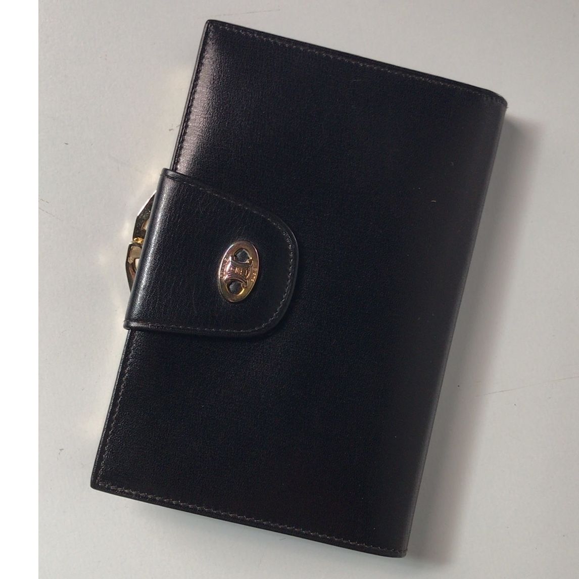 CELINE セリーヌ ガマ口 コンパクト財布 マカダム カーフレザー CELINE セリーヌ ガマ口 コンパクト財布 マカダム カーフレザー