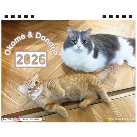 【予約販売】 猫のおこめ&どんどん 2026年 卓上カレンダー TA26264 | ANISTAR