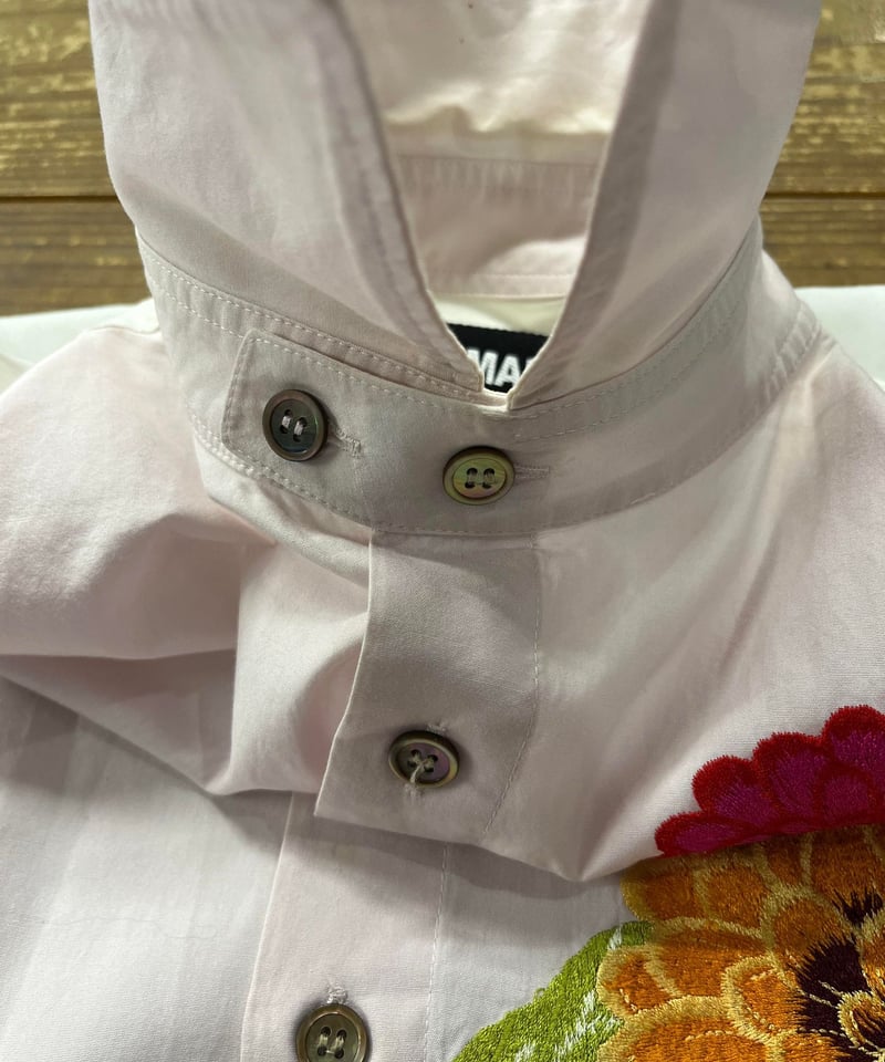 1988SS レプリカ yohji yamamoto pour homme 花刺繡シャツ(HD 1988SS レプリカ yohji yamamoto pour homme 花刺繡シャツ(HD