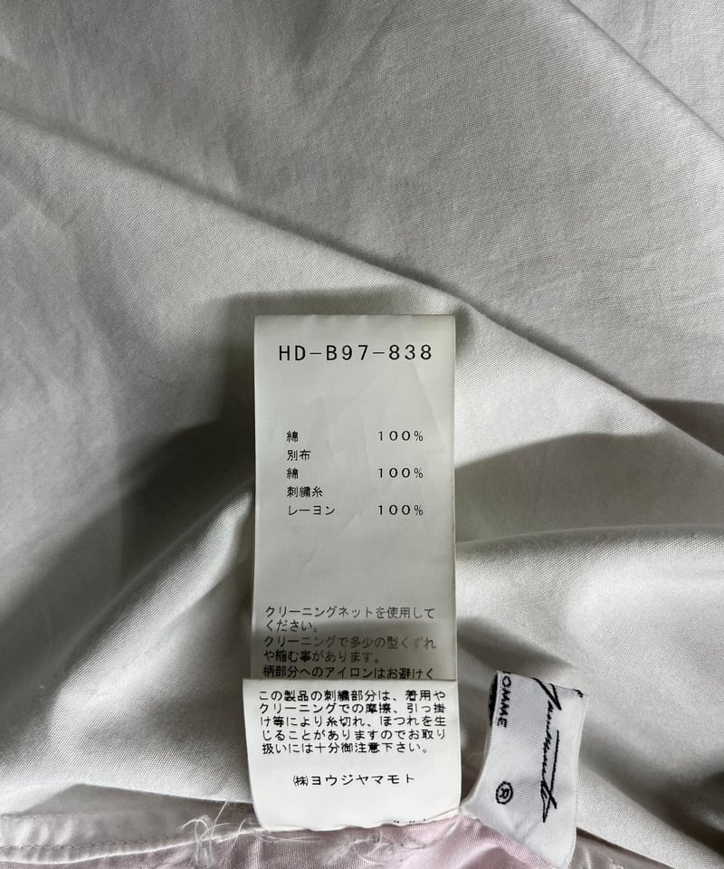 1988SS レプリカ yohji yamamoto pour homme 花刺繡シャツ(HD 1988SS レプリカ yohji yamamoto pour homme 花刺繡シャツ(HD