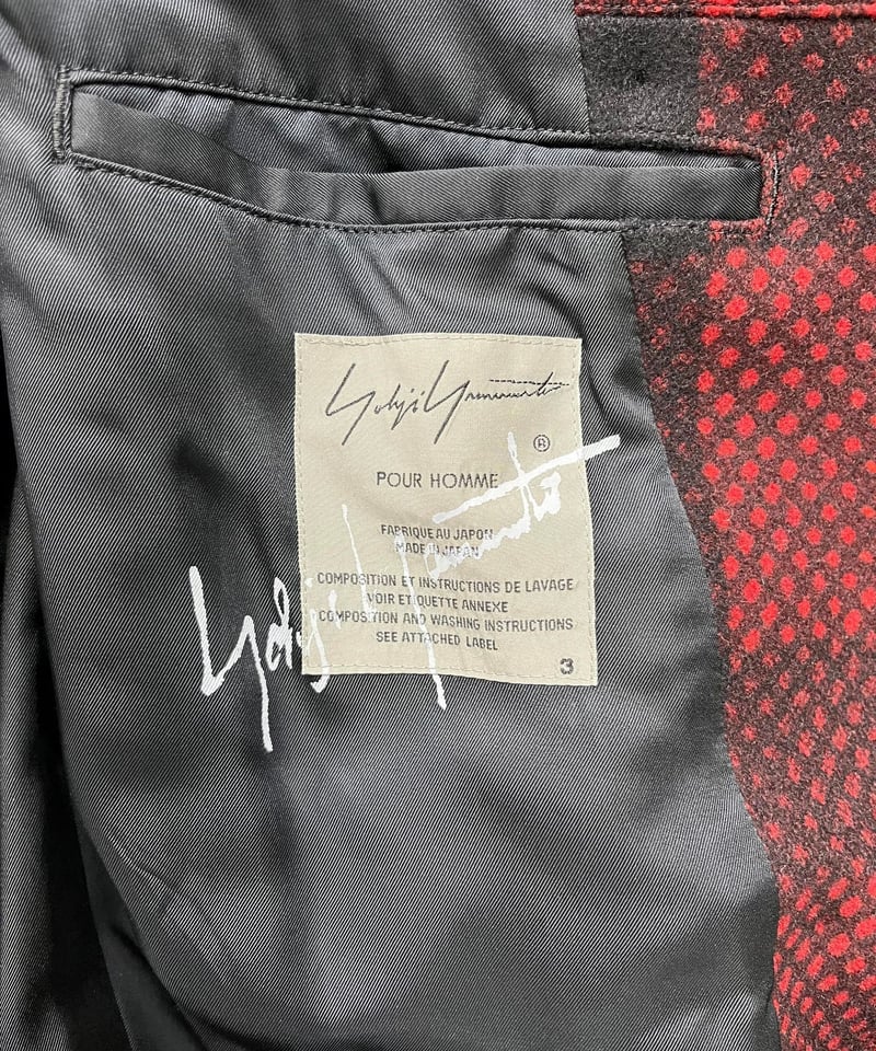 2020aw yohji yamamoto pour homme チェックデザイン 赤 ロング 2020aw yohji yamamoto pour homme チェックデザイン 赤 ロング