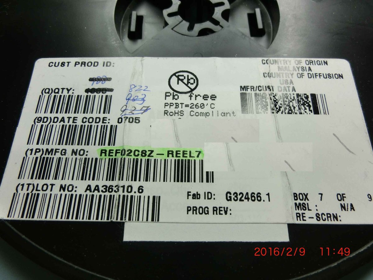 面実装基準電圧IC REF02CSZ アナログデバイセズ(Analog Devices)