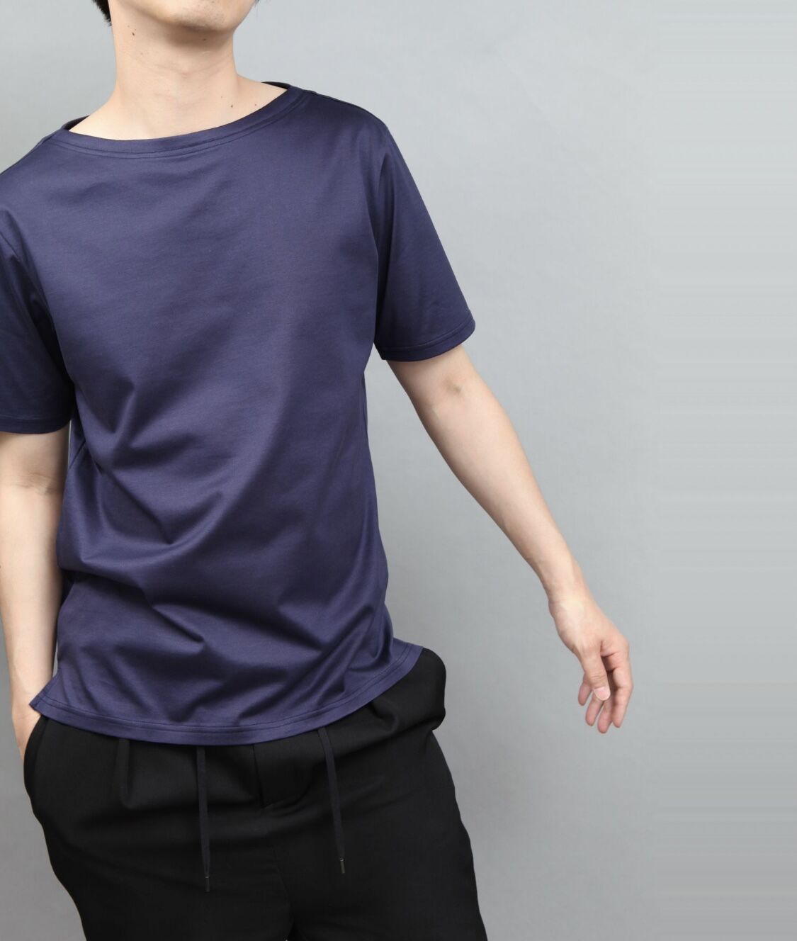 60/2 T-CLOTH BOAT NECK T-SHIRT/NAVY | ato AOYAMA