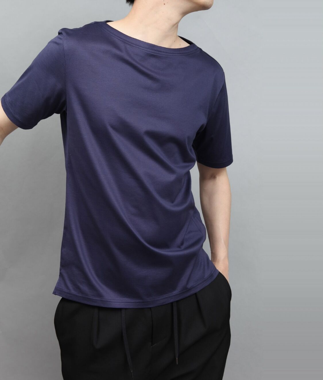 60/2 T-CLOTH BOAT NECK T-SHIRT/NAVY | ato AOYAMA