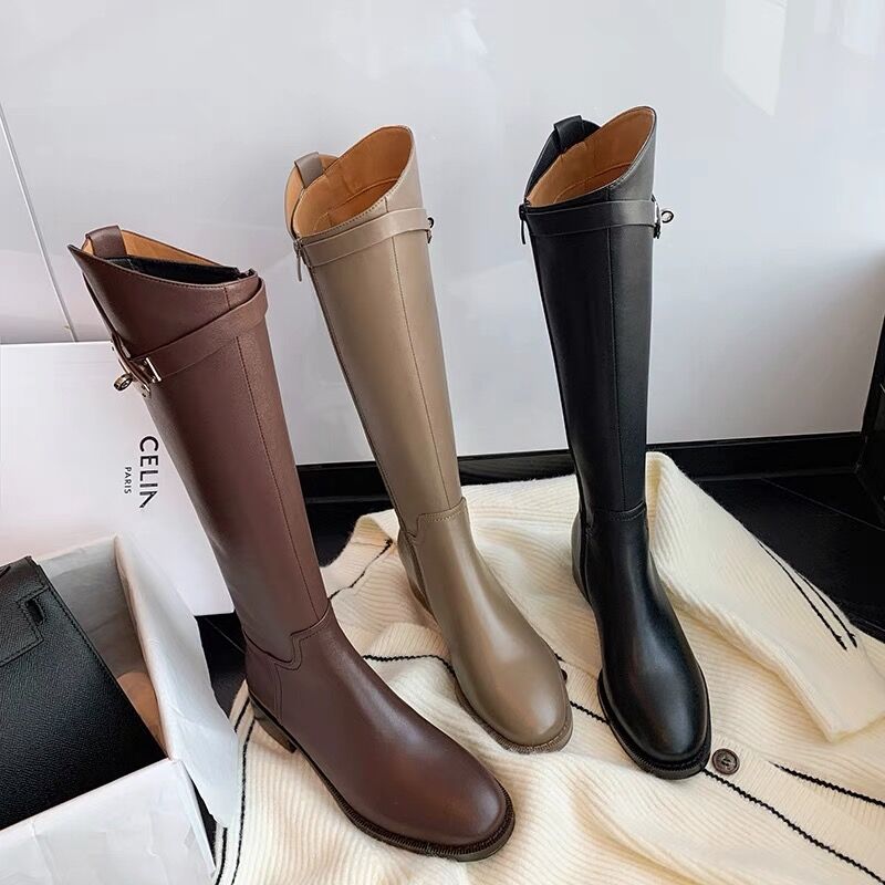 牛革 バックルデザイン ロングブーツ | BrillantSelect Store 牛革 バックルデザイン ロングブーツ | BrillantSelect Store