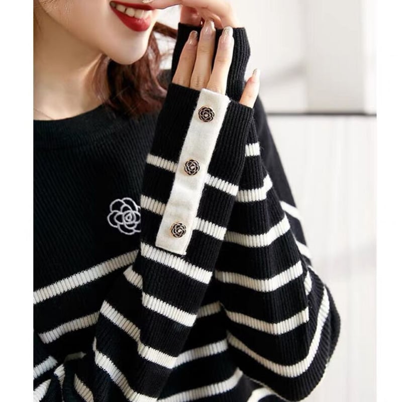 カメリアボタン border knit | BrillantSelect Store カメリアボタン border knit | BrillantSelect Store