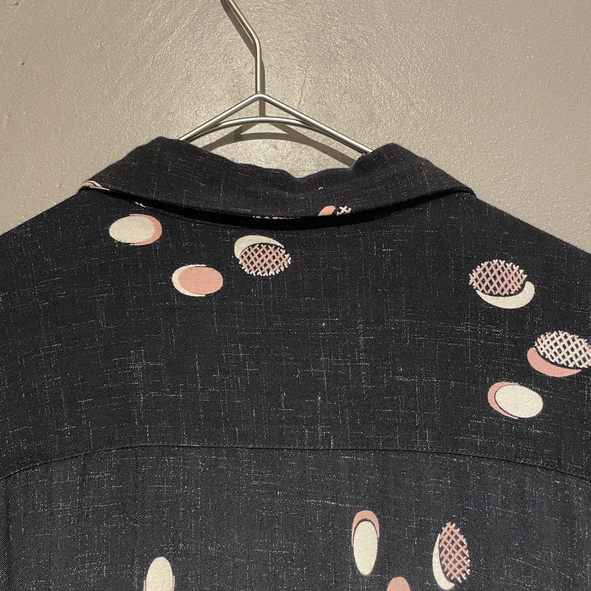 50s atomic pattern pink kasuri black rayon shir 50s atomic pattern pink kasuri black rayon shir