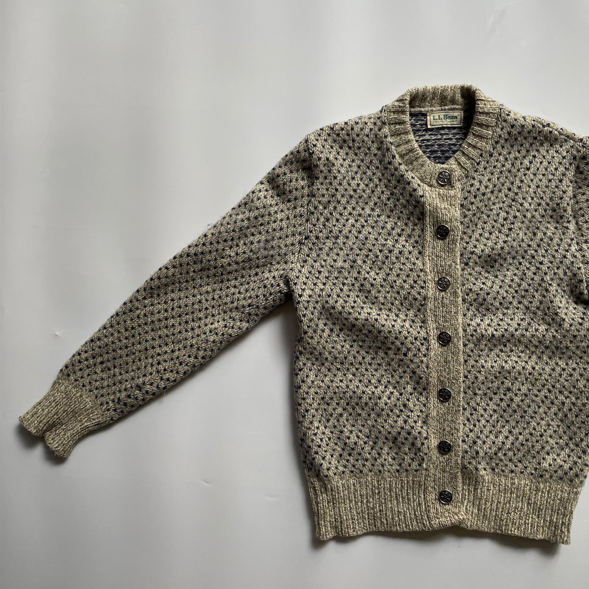~80s L.L.Bean birds eye knit cardigan | sui & s...