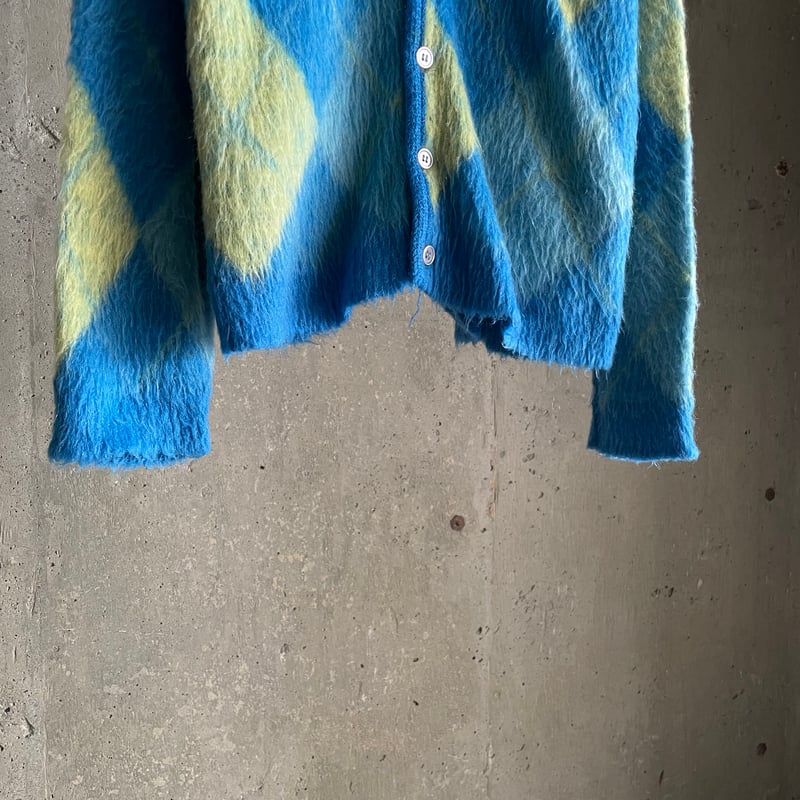 50's~ BRENT argyle pattern mohair knit cardigan 50's~ BRENT argyle pattern mohair knit cardigan