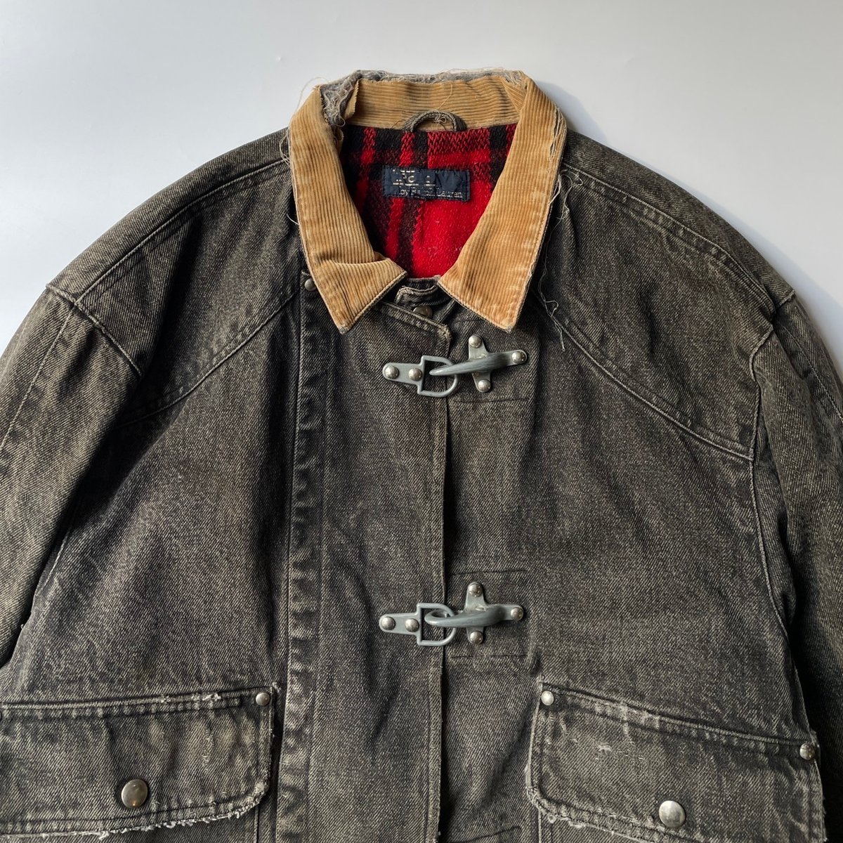 90s Ralph Lauren black denim fireman jacket "襤褸...