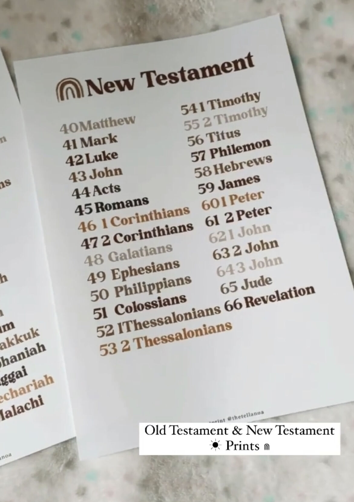 [TheTELLANOA] Books of the Bible chart | DNT PRINT