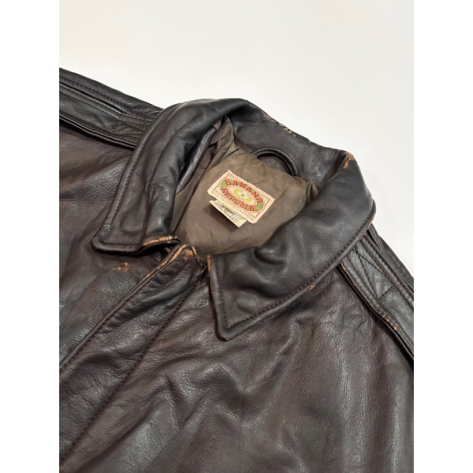 80s BANANA REPUBLIC "A-2 TYPE" LEATHER JACKET S...