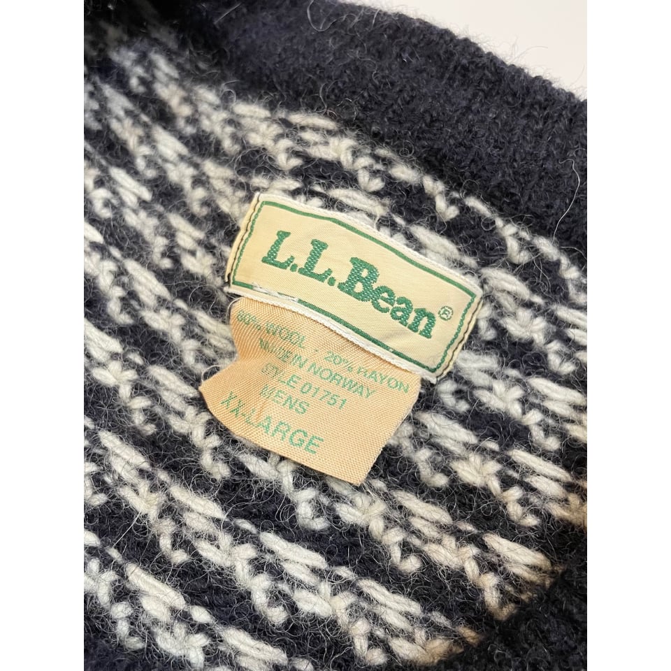 80s L.L.Bean "Birds Eye" WOOL KNIT MADE IN NORW...