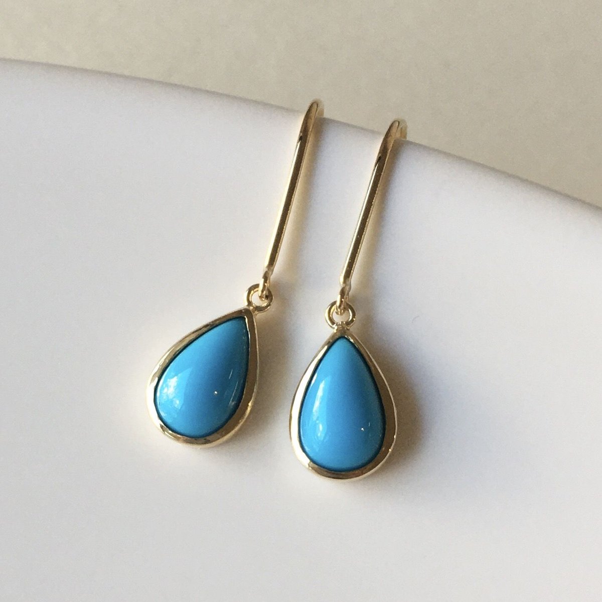 ターコイズ ペアシェイプドロップピアス /イヤリング【K18 ターコイズ ペアシェイプドロップピアス /イヤリング【K18