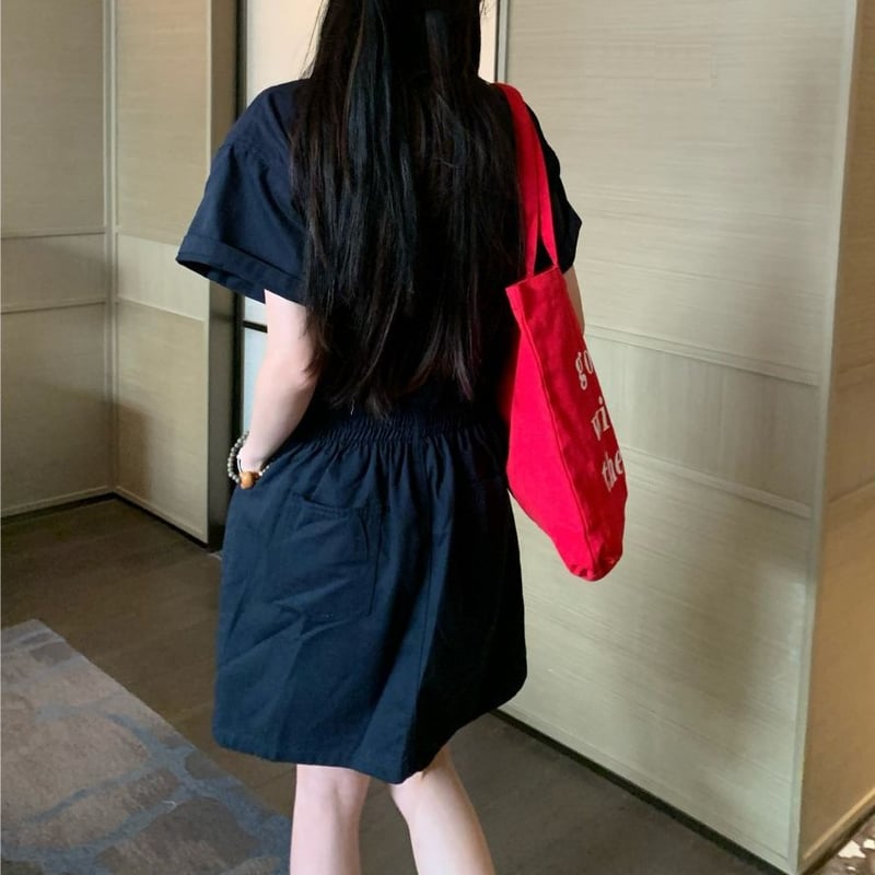 ミリタリー風 デニム ワンピース ウエストマーク ミニ丈 半袖 ミリタリー風 デニム ワンピース ウエストマーク ミニ丈 半袖