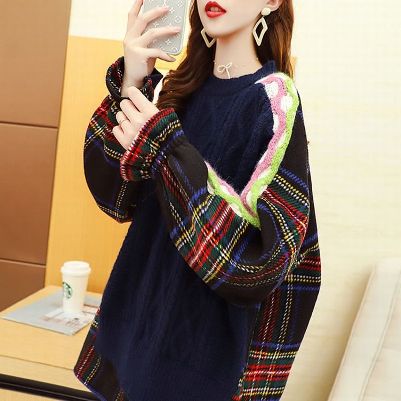 ドッキングトップス フェイクレイヤード ケーブル編み ニット + ドッキングトップス フェイクレイヤード ケーブル編み ニット +