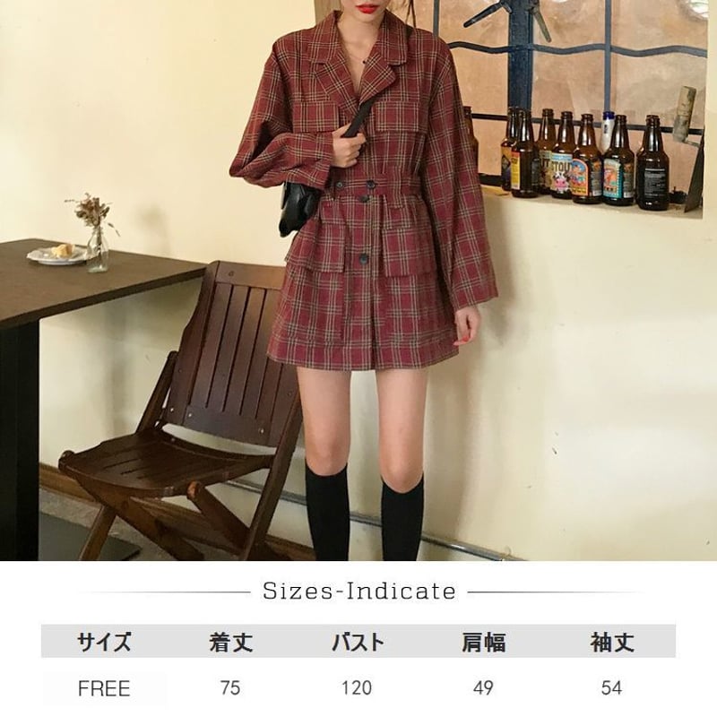 シャツ ワンピース ベルト付き チェック柄 韓国ファッション シャツ ワンピース ベルト付き チェック柄 韓国ファッション