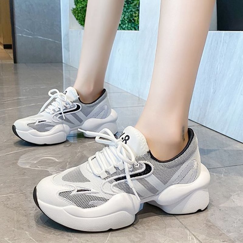スニーカー レースアップ 5cm 韓国ファッション レディース スニーカー レースアップ 5cm 韓国ファッション レディース