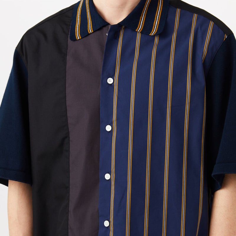 COOHEM| コーヘン | KNIT PATCHWORK S/T|NAVY| 13-212- COOHEM| コーヘン | KNIT PATCHWORK S/T|NAVY| 13-212-