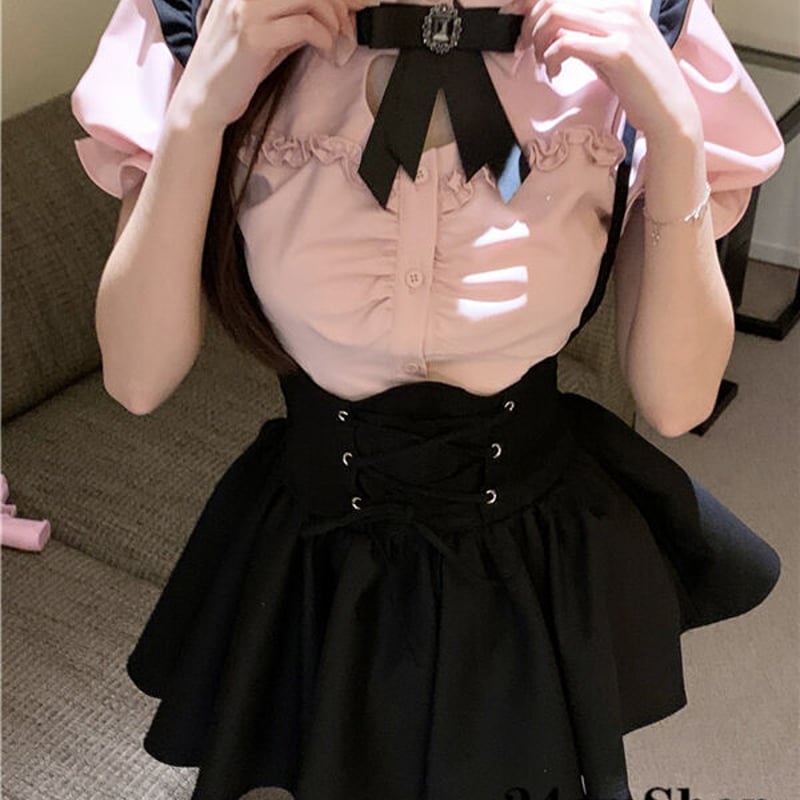 地雷系ブラウスとジャンパースカート1347 | 可愛い服量産型服 地雷系ブラウスとジャンパースカート1347 | 可愛い服量産型服