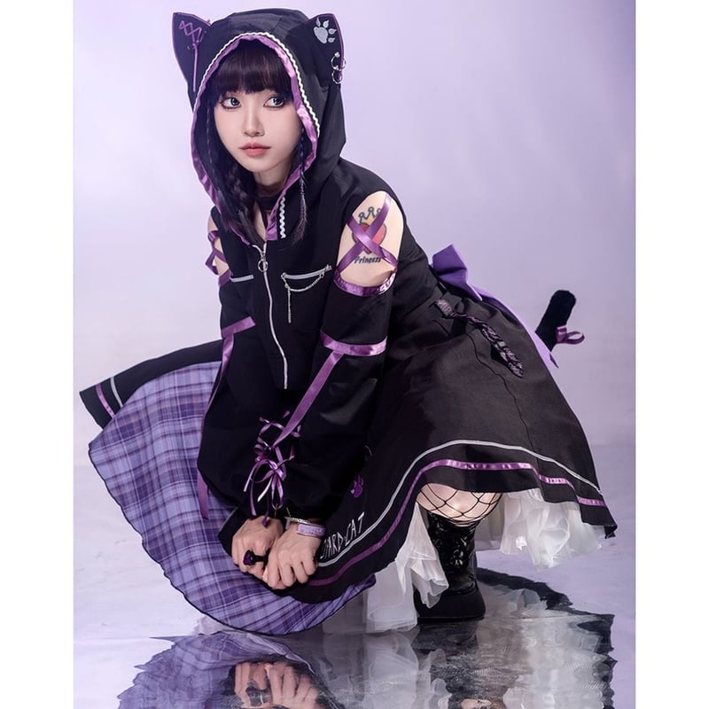 猫耳パーカーアシンメトリーJSK ops003 | 可愛い服量産型服通販 猫耳パーカーアシンメトリーJSK ops003 | 可愛い服量産型服通販