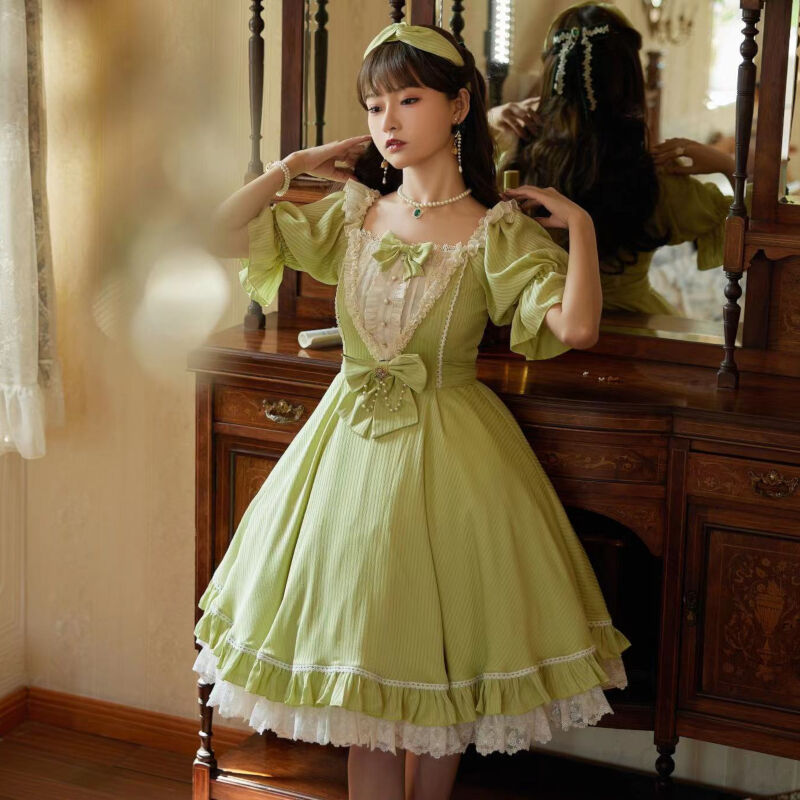 ロリィタ ロココ調 ワンピース ドレス 半袖 かわいい クラシカル ロリィタ ロココ調 ワンピース ドレス 半袖 かわいい クラシカル