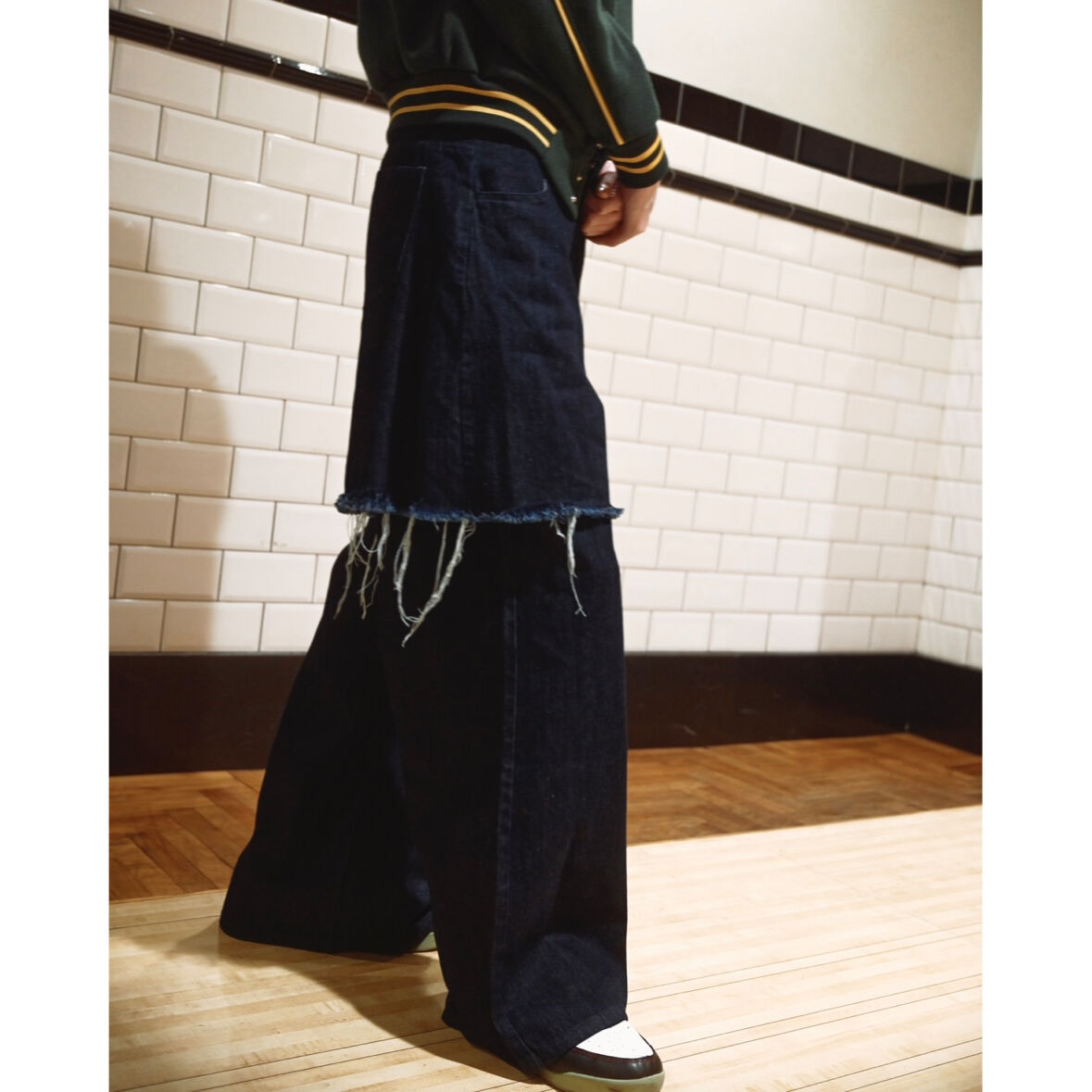 layered buggy denim pants【indigo】 | GIDEAL. layered buggy denim pants【indigo】 | GIDEAL.