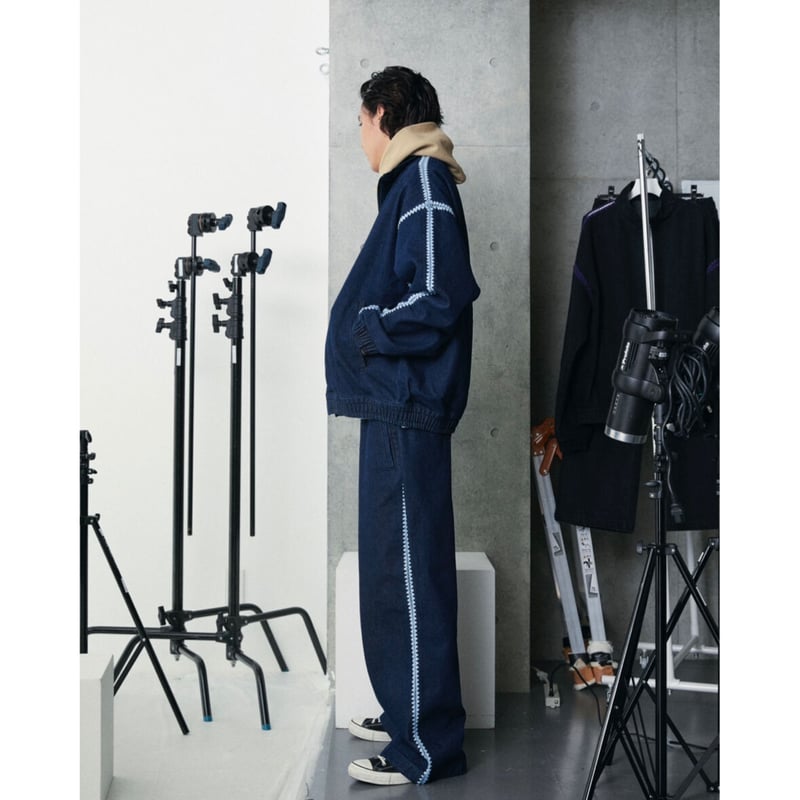 shell stitch wide denim pants【indigo】 | GIDEAL. shell stitch wide denim pants【indigo】 | GIDEAL.