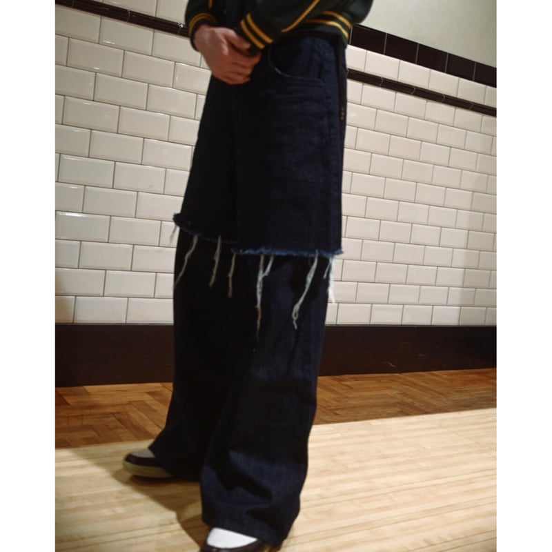 layered buggy denim pants【indigo】 | GIDEAL. layered buggy denim pants【indigo】 | GIDEAL.