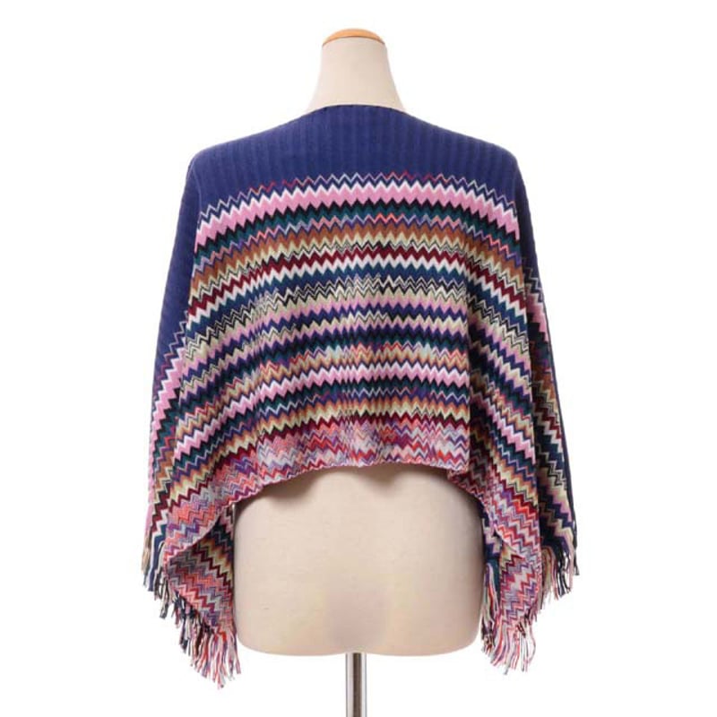 ミッソーニ Missoni ニットポンチョ 羊毛など ネイビーミックス ミッソーニ Missoni ニットポンチョ 羊毛など ネイビーミックス
