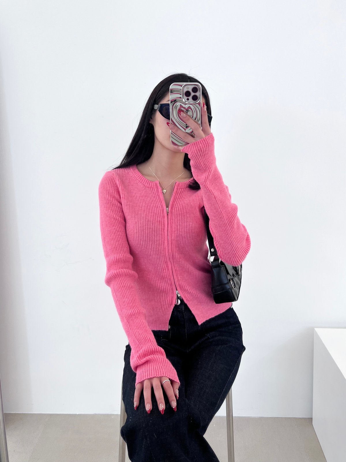 wool double zip cardigan | LAZY AND EASY