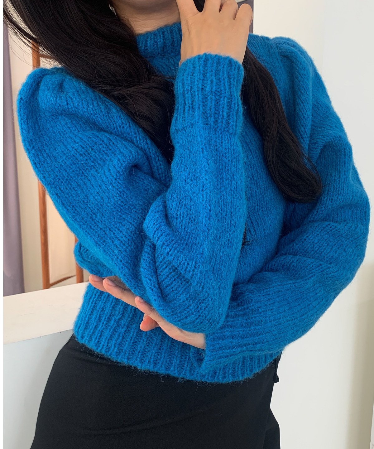 ｟即納｠alpaca power shoulder knit | LAZY AND EASY