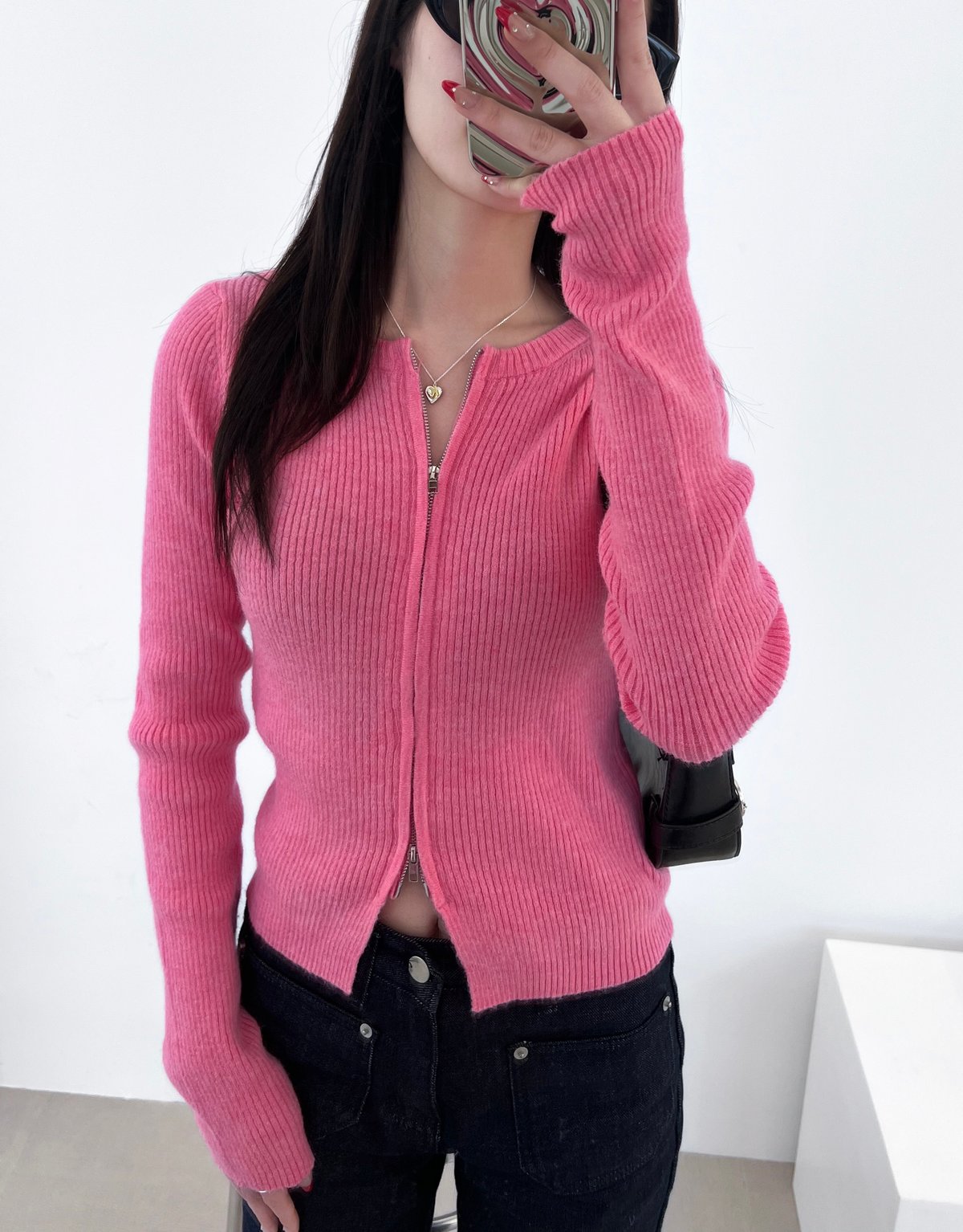 wool double zip cardigan | LAZY AND EASY