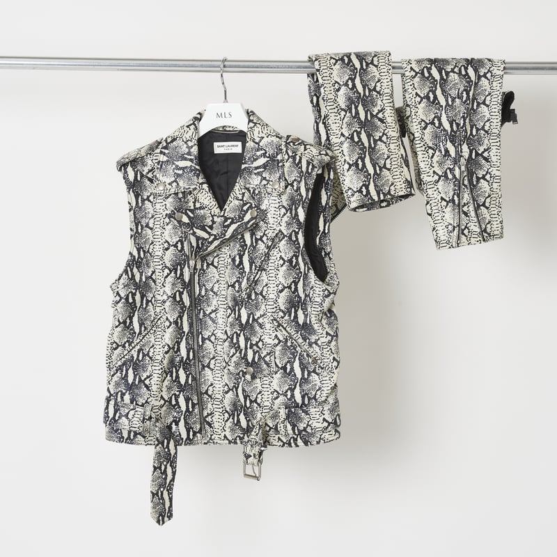 SAINT LAURENT パイソンエンボス ライダースジャケット | MLS SAINT LAURENT パイソンエンボス ライダースジャケット | MLS