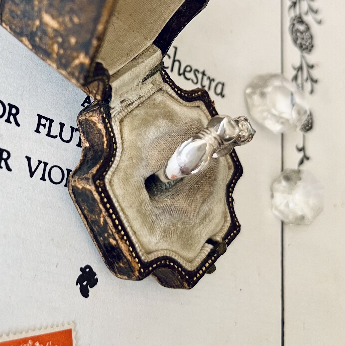 ab-228/シルバー製 ねこが二匹のリング | PISKEY -イギリスのふるいものかわい...