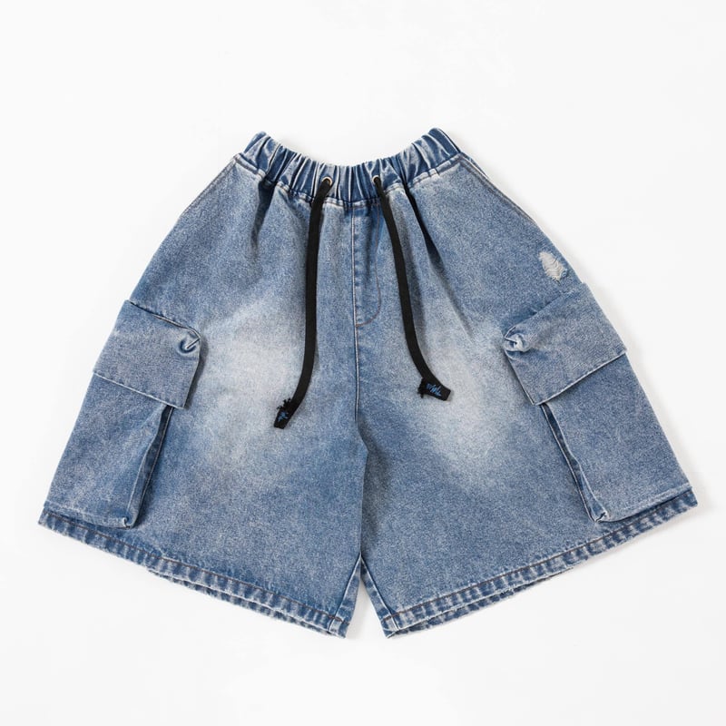 DENIM HALF PANTS - ブルー | harapeco Store DENIM HALF PANTS - ブルー | harapeco Store