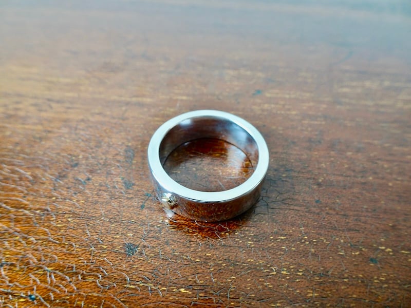 仁尾彫金『k18一粒万倍、幅7mm、平打リング』ハンドメイド302 仁尾彫金『k18一粒万倍、幅7mm、平打リング』ハンドメイド302