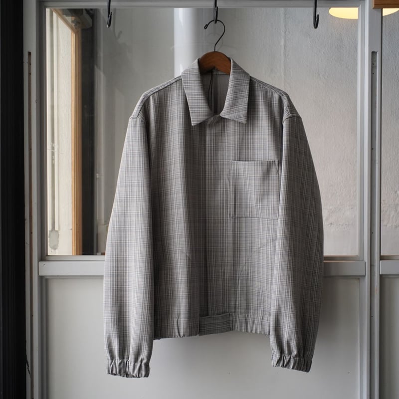 AURALEE HARD TWIST WOOL DOUBLE FACE CHECK BLOU AURALEE HARD TWIST WOOL DOUBLE FACE CHECK BLOU