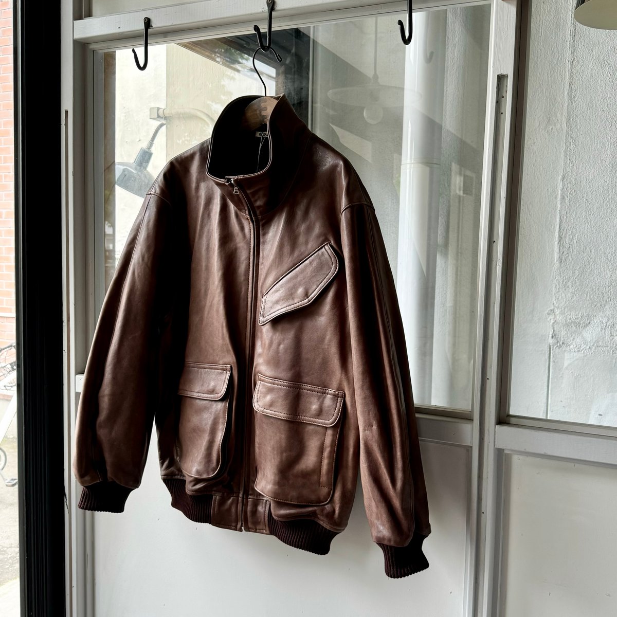 AURALEE HEAVY LAMB LEATHER ZIP BLOUSON | Less AURALEE HEAVY LAMB LEATHER ZIP BLOUSON | Less