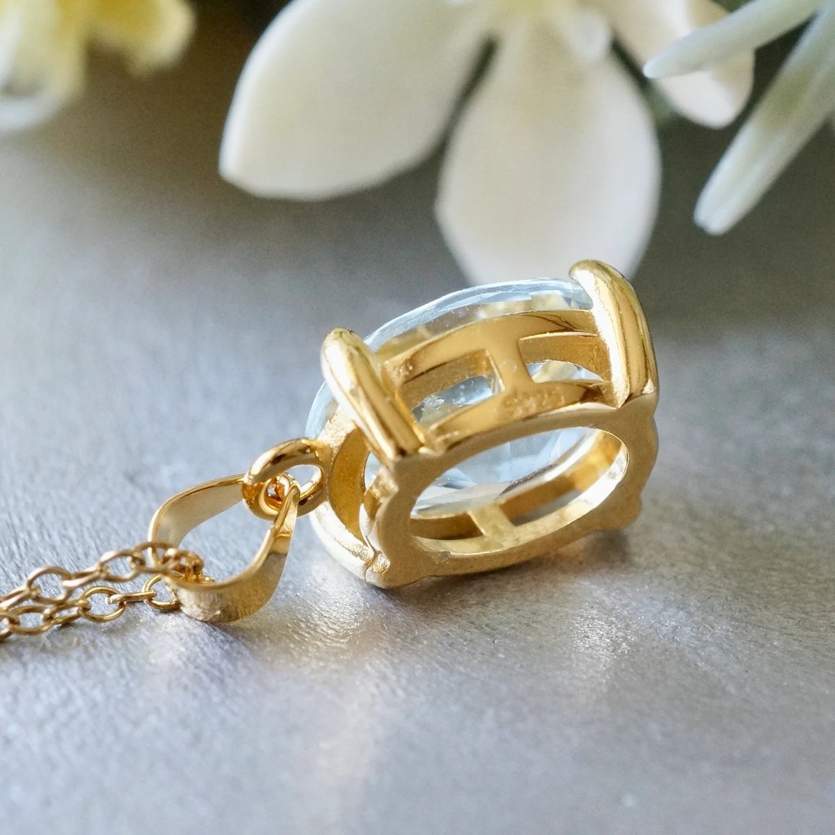 Handmade】アクアマリン ペンダントトップ 18kゴールドプレー Handmade】アクアマリン ペンダントトップ 18kゴールドプレー
