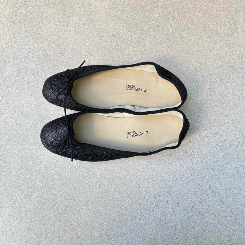 Porselli ポルセリ バレエシューズ ブラックグリッター Porselli ポルセリ バレエシューズ ブラックグリッター