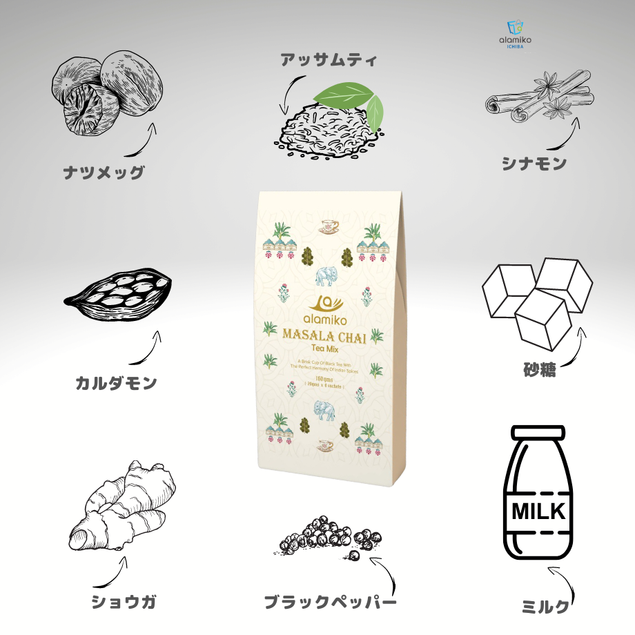 マサラチャイ ティーミックス 160g (20g ️8本入り) 1杯分ずつ個包装されているので...