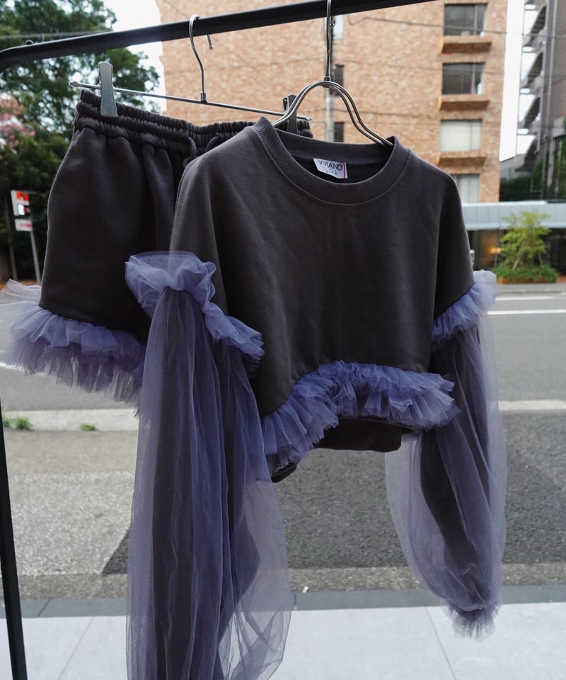 VIVIANO × JURK / Cropped Tulle Sweatshirt | JURK VIVIANO × JURK / Cropped Tulle Sweatshirt | JURK