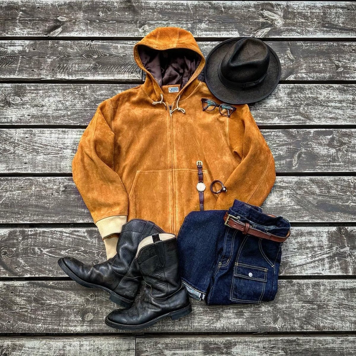 CWORKS【Crispy / ｸﾘｽﾋﾟｰ 】Deer suede (CAMEL)(FINE...