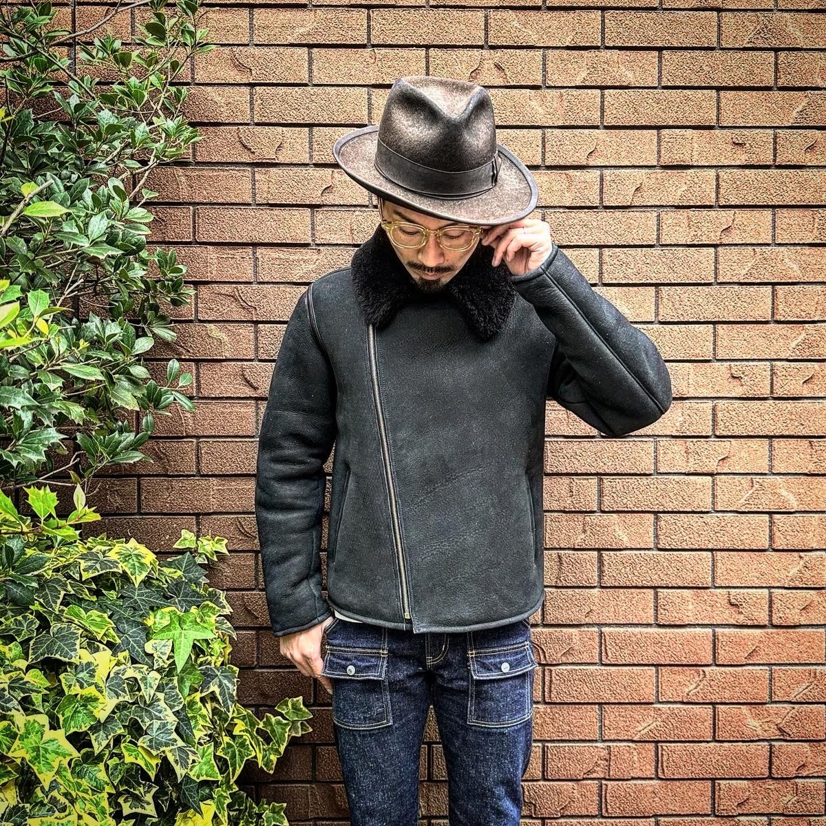 CWORKS【Dout / ﾀﾞｳﾄ】 Mouton riders jacket (BLACK...
