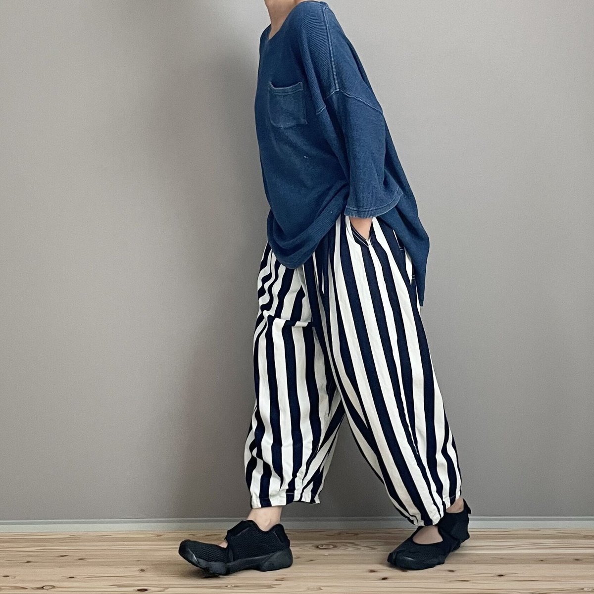 □フーセンパンツ□太インディゴストライプ□onewash | NUU □フーセンパンツ□太インディゴストライプ□onewash | NUU