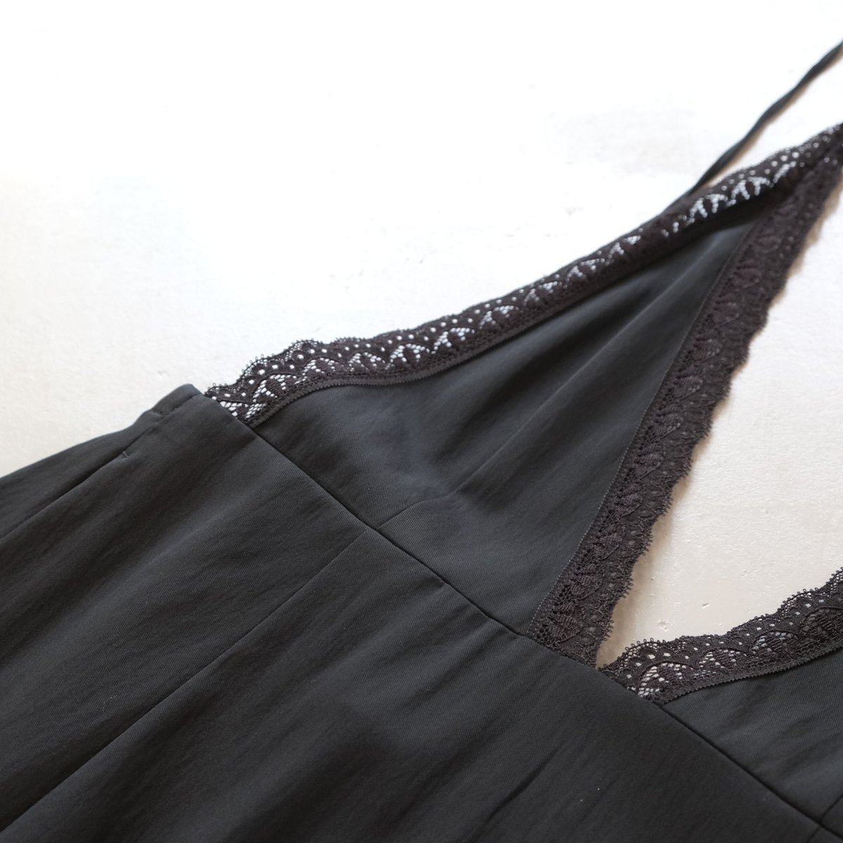 SINME キャミソールワンピース ブラック×ブラックレース S23SS SINME キャミソールワンピース ブラック×ブラックレース S23SS