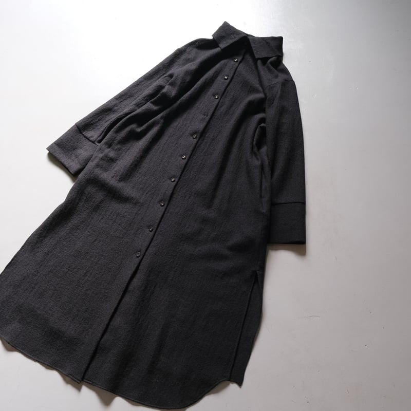 SINME ウールガーゼシャツワンピース ブラック S23AW-02 | geep SINME ウールガーゼシャツワンピース ブラック S23AW-02 | geep