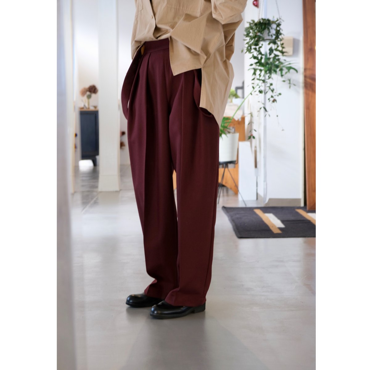 SINME SS15-07 ウールサスペンダーパンツ ボルドー | geep SINME SS15-07 ウールサスペンダーパンツ ボルドー | geep