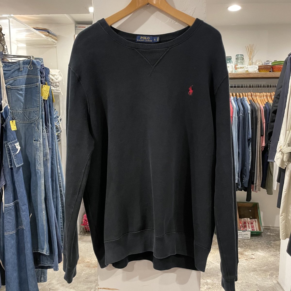 POLO RALPH LAUREN Vガゼットスウェット 無地スウェット 黒 POLO RALPH LAUREN Vガゼットスウェット 無地スウェット 黒